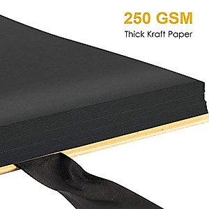 GOTIDEAL 80 Pages Scrapbook Album with 10 Metallic Markers,Craft Paper Photo Album for Wedding and Anniversary, Family DIY Scrapbook Accessories with Scrapbooking Stickers Corners(Black)…