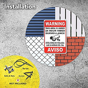 Video Surveillance Sign - 8 x 12 Aluminum 24 Hour Surveillance Sign Security Camera Sign No Trespassing Sign Smile Your on Camera Signs