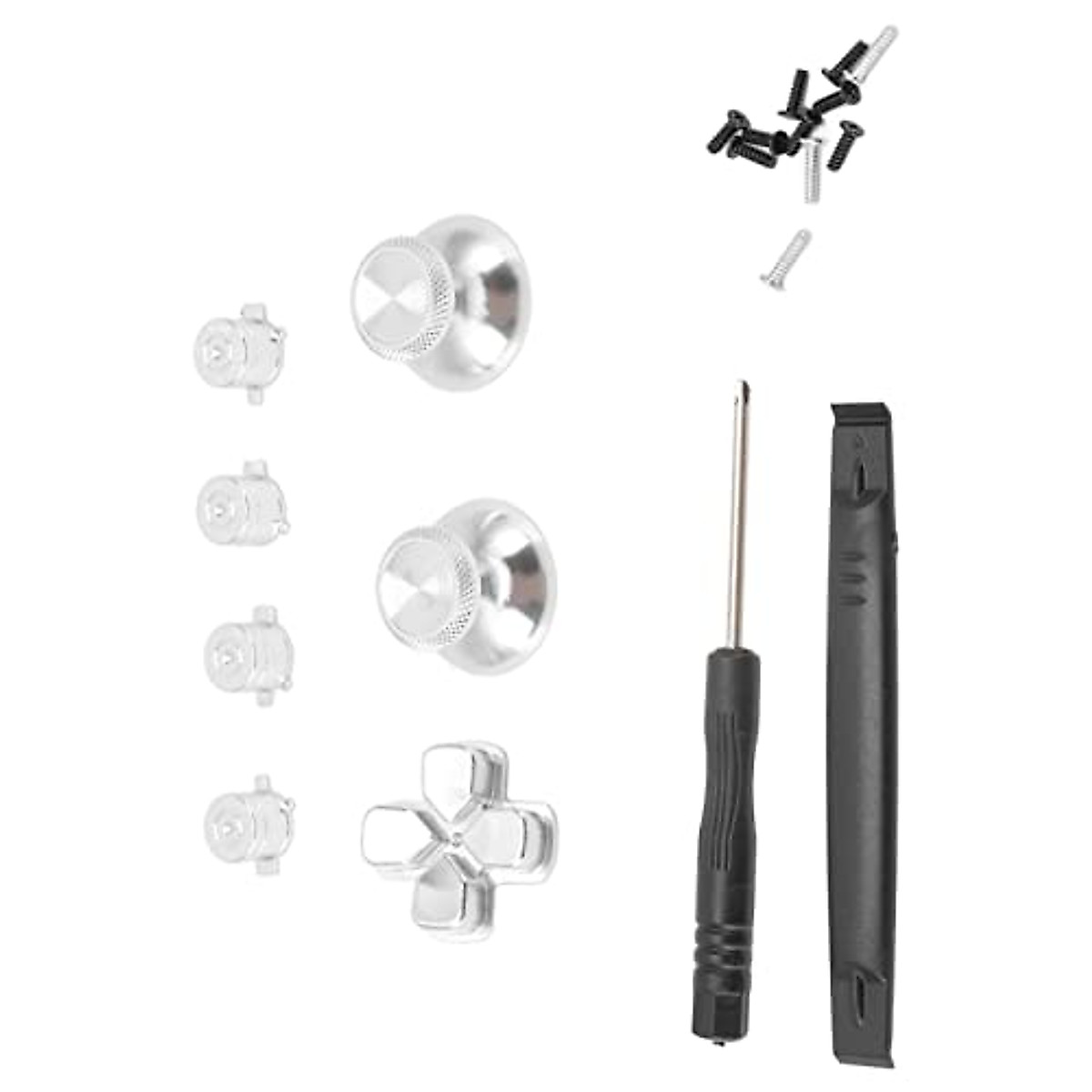 Game Controller Buttons Replacement Kit, Practical Concave and Convex Design D Pad Replacements Kits Comfortable Reduce Thumb Fatigue for Game Controller (Silver)