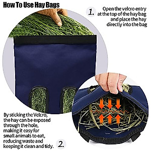 PACKSTAR Rabbit Hay Feeder Bag,Rabbit Hay Feeder,Bunny Hay Bag,2 Holes Large Capacity 600D Rpet Hay Hanging Feeder Storage for Rabbit,Guinea Pig, Chinchilla