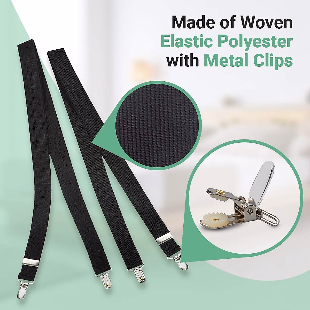 Hold’Em Bed Sheet Fastener Suspenders - Heavy Duty USA Made, Adjustable,Straight or Crisscross Keep Sheet SNUG Without Slipping Sheet Strap Holder Clips-2 pc. Adjustable White 2 Set