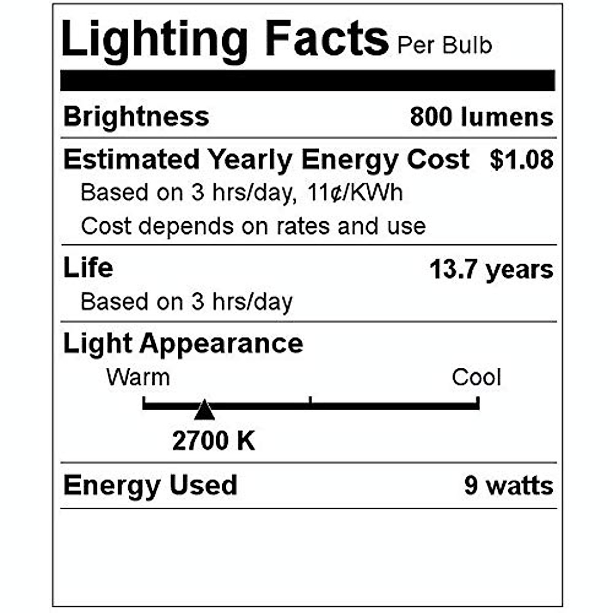 OIRES 60W Equivalent LED Light Bulb 800 Lumens A19 Shape Bulbs 2700K Warm White Non-Dimmable UL Listed 9 Watt E26 Base Suitable for use in Enclosed Fixtures & Damp Locations - 6 Pack
