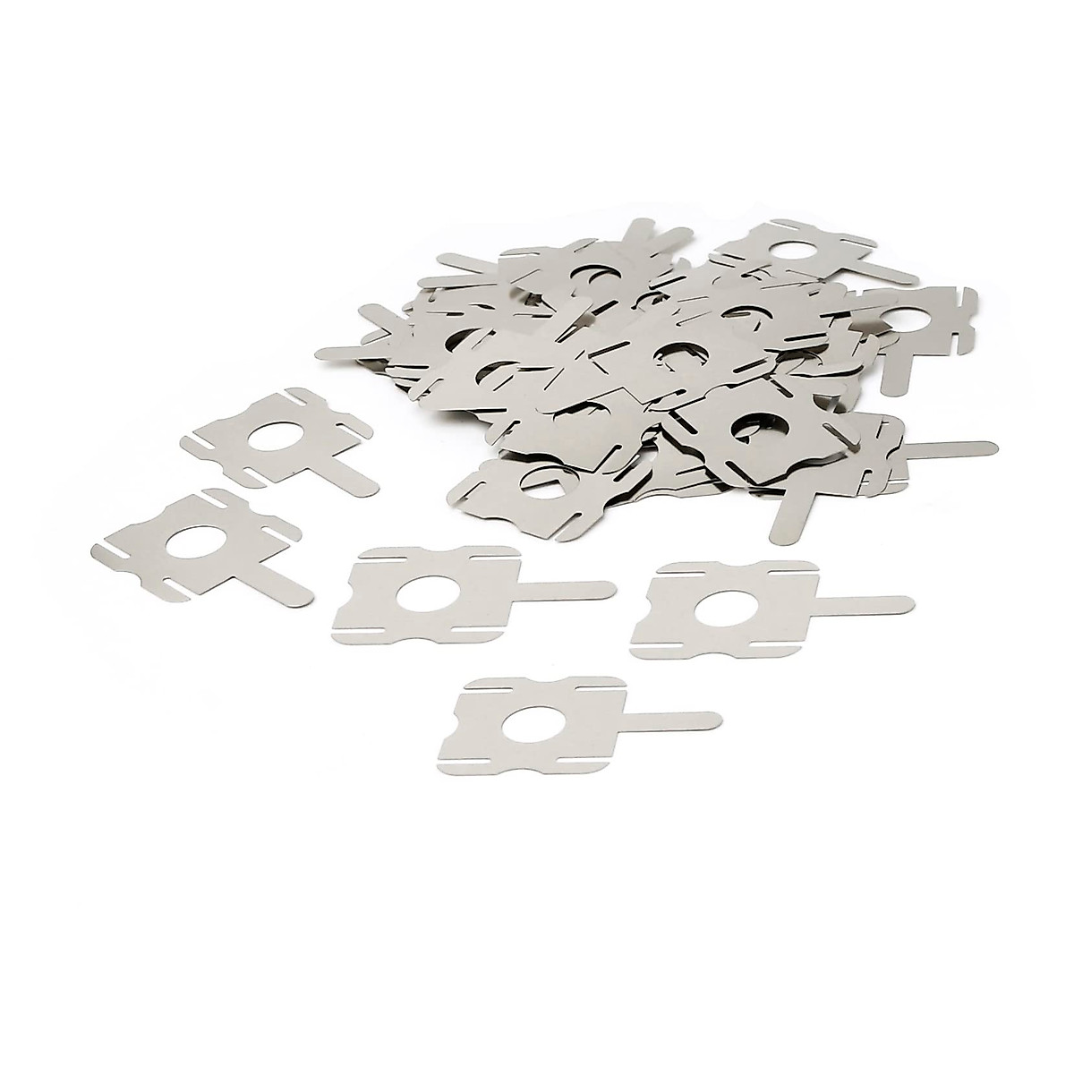 NIONSUPPLY 50pcs 4P H type T type Nickel Plated Steel Strips Sheet Soldering Tabs for DIY 18650 Lithium Battery Pack, Battery Connector Tab Battery Cell Spot Welding Welder (4P Square)