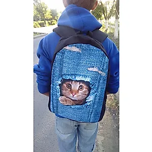 ThiKin Pet Dog School Bag Backpack, Cute Puppy Print Bookbag for Kids Boys Girls