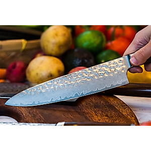 3 Piece Damascus Kitchen Knife Set - including Chef's Knife, Cleaver and Paring Knife