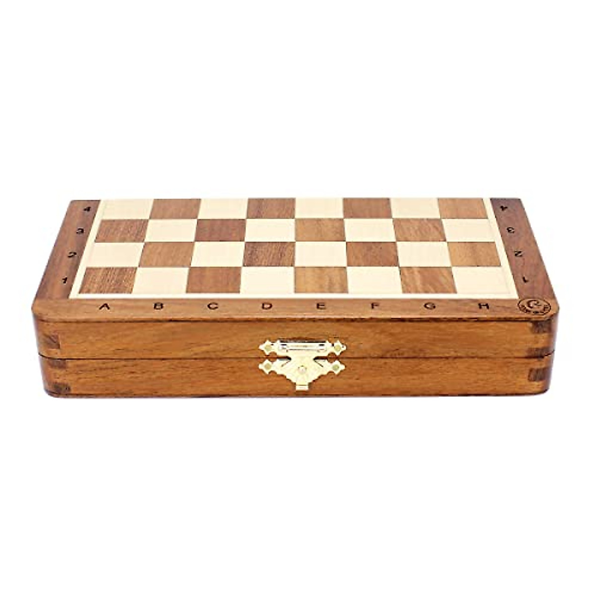 House of Chess - 8 Inch Wooden Magnetic Folding Travel Chess Set - Board with Algebraic Notation + 2 Extra Pawns & 2 Extra Queens- Handmade - Premium Quality