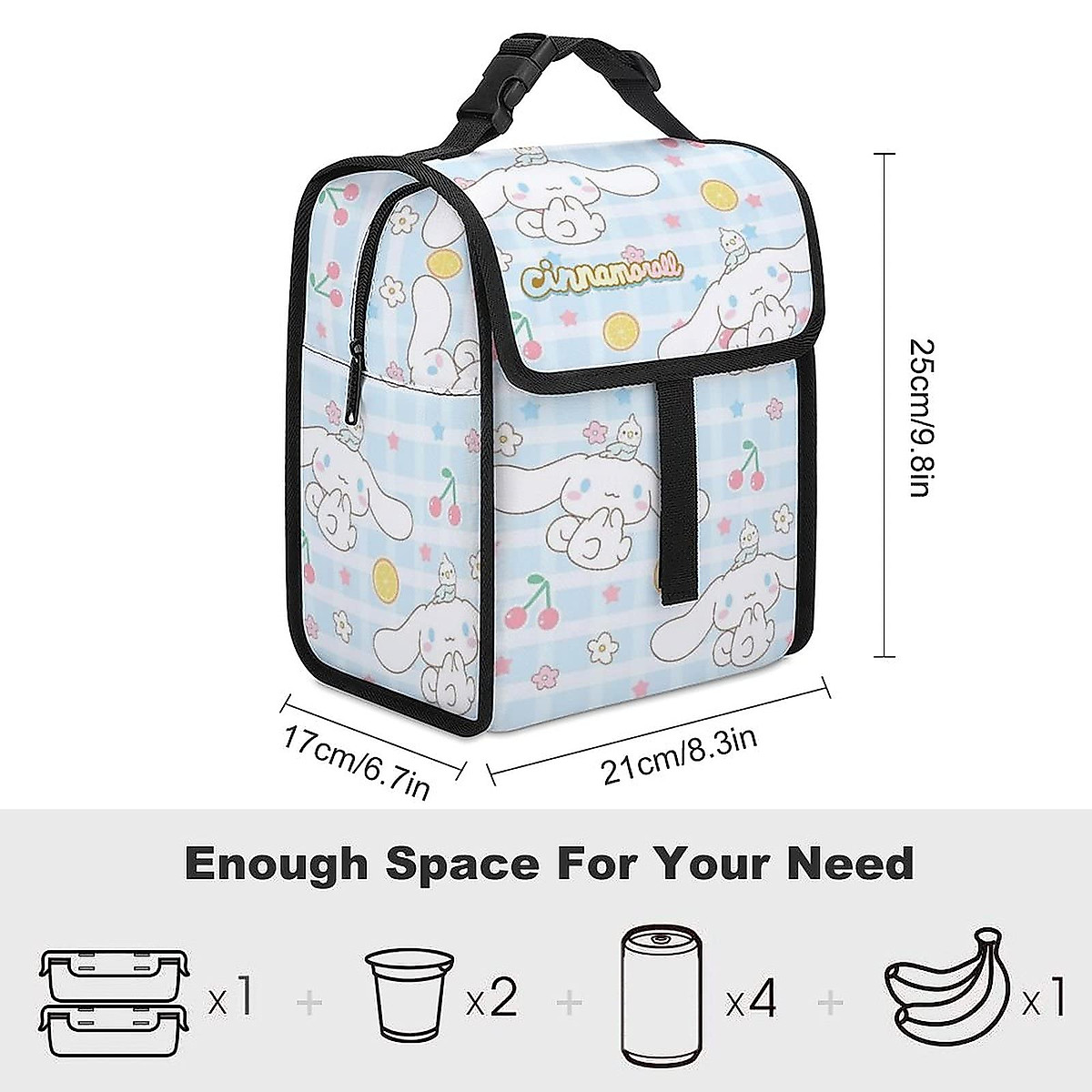 Cinn-amo-roll insulated lunch bag tote bag for women girls large portable Reusable lunch box school office beach lunch tote bag