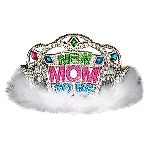 Amscan Delightful New Mom to Be Tiara Baby Shower Party Novelty Favors, 3-1/2 x 4-1/2", Silver/White