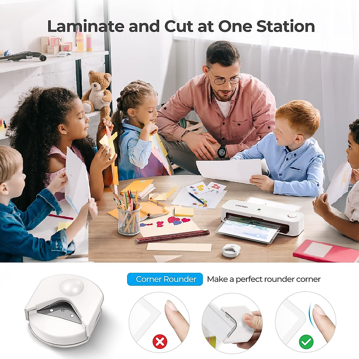 Laminator, Voriah 9 Inch Thermal Laminator Machine, 3 Mins Quick Warm Up Laminating Machine with Paper Cutter, Corner Rounder, 5 Laminating Sheets for Office School Home Use (Upgraded Version)