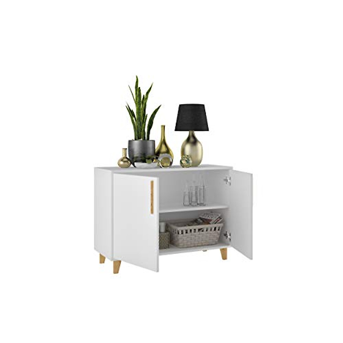 Manhattan Comfort Herald Modern 2 Door Double Sideboard Buffet, White