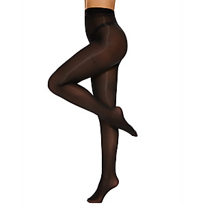 Lidogirl Women's Tights 8D Control Top Silk Stockings High Waist Pantyhose Dark Skin