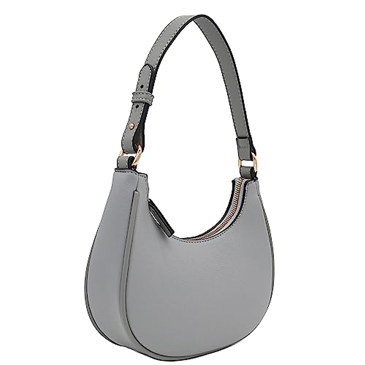 FashionPuzzle Small Crescent Shoulder Bag Underarm Purse (Light Grey)