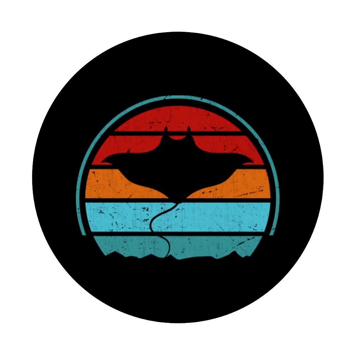 Retro Ocean Animal Manta Ray Lover Scuba Diving Manta Ray PopSockets Swappable PopGrip