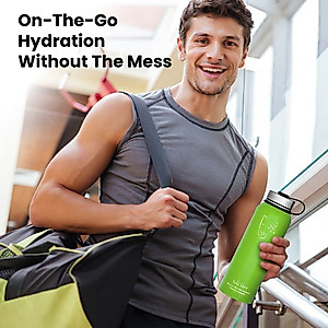 Swig Savvy Sports Water Bottle, Vacuum Insulated Stainless steel, Double Wall Wide Mouth Leakproof Lid - 40oz (Blue)