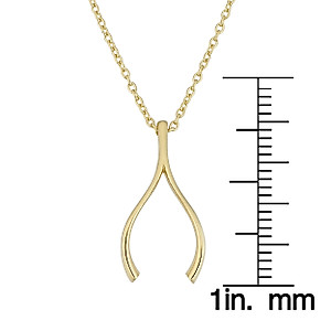 Kooljewelry 14k Yellow Gold Wishbone Adjustable Length Necklace (fits 17" or 18")