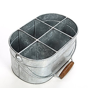 Hosley's Galvanized Carry All Kitchen Utensil Caddy Serve Ware 13 Inch Long. Ideal for Party Garden Patio. O4