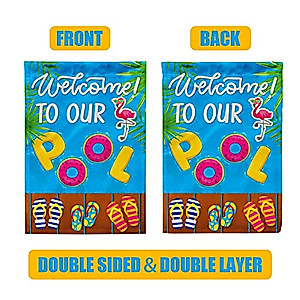 Hollyhorse Welcome to Our Pool Summer Garden Flag, Pool Flag for Outdoor Decorations 12x18 Inch Double Sided