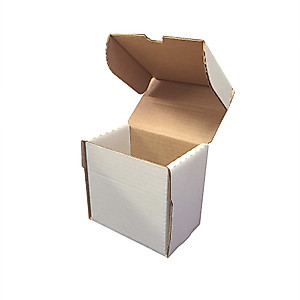 BCW Semi Rigid #1 Card Holder Storage Box - 5 Inches | Holds 130 Semi-Rigid Card Holders | Vertical Trading Card Storage Box for Baseball, Pokemon, Sports Cards | Durable White Corrugated Cardboard