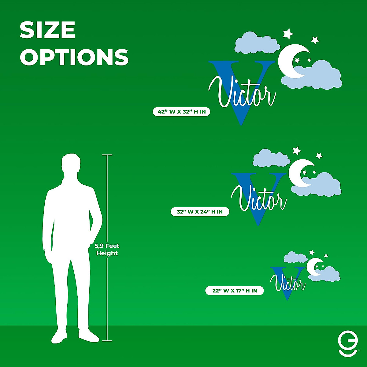 e-Graphic Design Inc Clouds Wall Decals Moon and Stars I Custom Name for Your Baby Room Decor I Personalized Moon, Wall Decor I Mural Wall Decal for Home Children's Bedroom (Wide 22" x 17" Height)