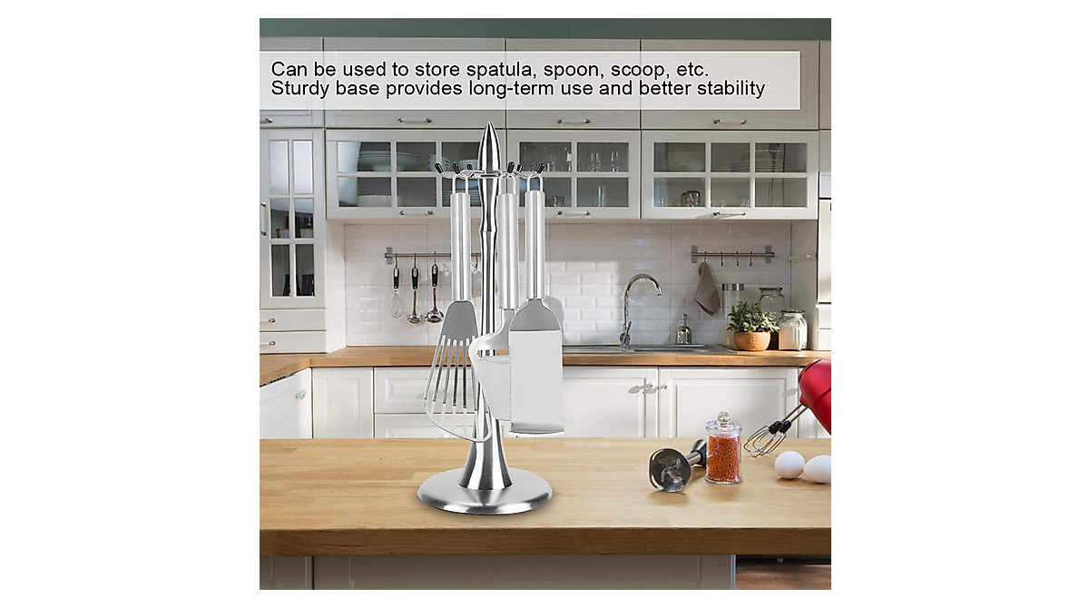 304 Stainless Steel Utensil Holder with Rotating Hooks