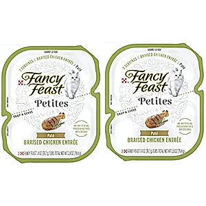 Fancy Feast Petites Wet Cat Food Variety Pack (24 Servings/12 Pack/6 Flavors) Salmon, Chicken, Whitefish, Tuna, Salmon, Grilled Chicken with Rice with LarasBundle Sticker