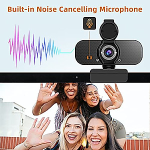 Webcam 1080p HD Computer Camera-in Microphone and Rotatable Tripod, Privacy Cover, 1080P Video, Wide Angle Camera, for Desktop PC or Laptop Computer, Great for Video Conferencing, Live Streaming