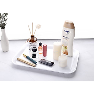 FlosSolis 15.1"x11.3" White Serving Tray Set of 2, Melamine Rectangular Serving Tray/Platters Stackable Sturdy and Easy Clean for Serving Food,Fruit,Desserts,Breakfast,Meals,BPA Free