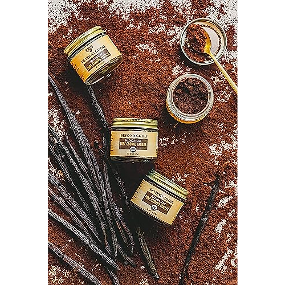 Organic Pure Ground Vanilla Powder | Pure Madagascar Grade A Ground Vanilla Beans for Bakers, Chefs, Ice Cream Makers, and Home Cooks | Beyond Good Vanilla