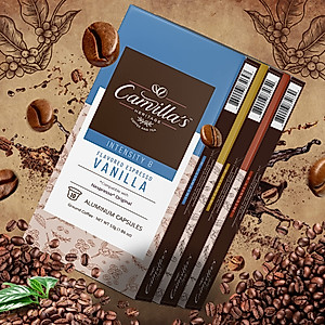 Camilla's Heritage Coffee, Espresso Capsules, 60 Flavored Coffee Pods, Medium Roast, Intensity 8, Single Cup Aluminum Coffee Cups, Nespresso Compatible Machine, Brews 1.35oz