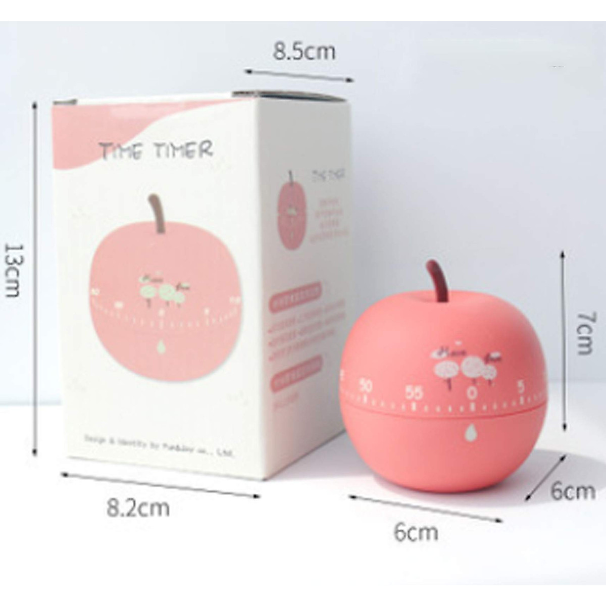 Cute Fruit Kitchen Timer Kitchen Craft Mechanical Wind Up 60 Minutes Timer 360 Degree Rotating Timer Kitchen Cooking Timer (Apple)