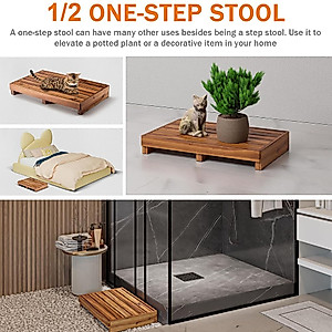 Wooden One Step Stool - Solid Pine Step Vertical Board with Anti Slip pad, Suitable for Elderly People's Wooden Step Stool, High Bed, Bathroom, Kitchen (23.6" L*15.7" W*3.9" H), Natural