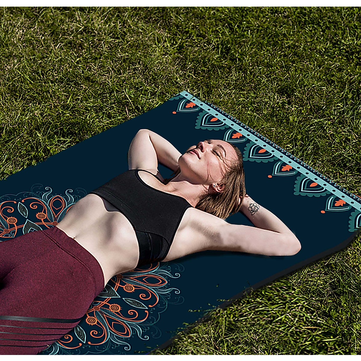 nuveti Suede TPE Yoga Mat High Density Non Slip Yoga Mats with Carrying Bag,72"x32" Extra Thick 8MM Exercise & Workout Mat for Yoga, Pilates and Fitness
