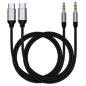 USB C Aux Cable (2 Pack),Type C Male to 3.5mm Male Jack Adapter,Extension Audio Cord for Car Stereo,Speaker,Headphone Samsung Galaxy S21 S20 Ultra S20+ Plus 5G,Note 20/10, Pixel 4/3 XL (3.28ft, Grey)