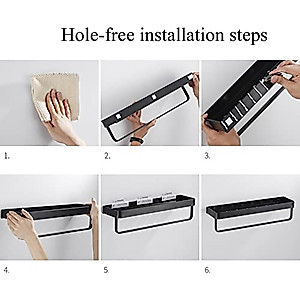 NOVOCE Shower Caddie Black Shower Organizer No Drilling Shampoo Holder for Shower Adhesive Wall Mounted Space Aluminum For Bathroom Toilet,A60cm ( Size : A60cm )