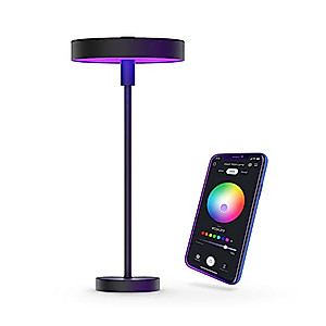 Globe Electric 67240 Wi-Fi Smart Table Lamp, Satin Black, No Hub Required, Voice Activated, 7 Watts, Multicolor Changing RGB, Tunable White 2000K - 5000K, 400 Lumens, 50,000 Hours, 80 CRI