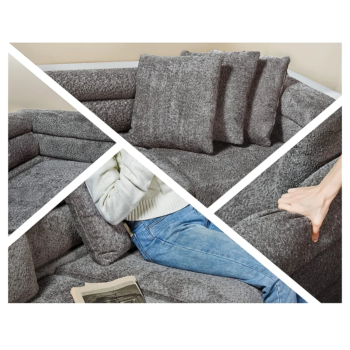 AMERLIFE Loveseat Sofa, 2 Seater Couch- Deep Seat Sofa Couch, Comfy Sofa for Living Room- Grey Couch