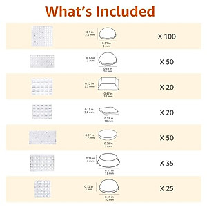 Amazon Basics 300-Piece Clear Self Adhesive Rubber Bumpers Pads, 6.9 x 4.5 x 0.6 Inch