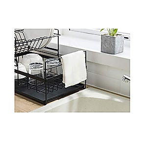 STRAW Drain Rack - Drainer, Dish Drainers Draining Kitchen Organizer Shelf Sink Drainer with Tray Drain Rack Cutlery Holder Glass Holder (Color : Black)
