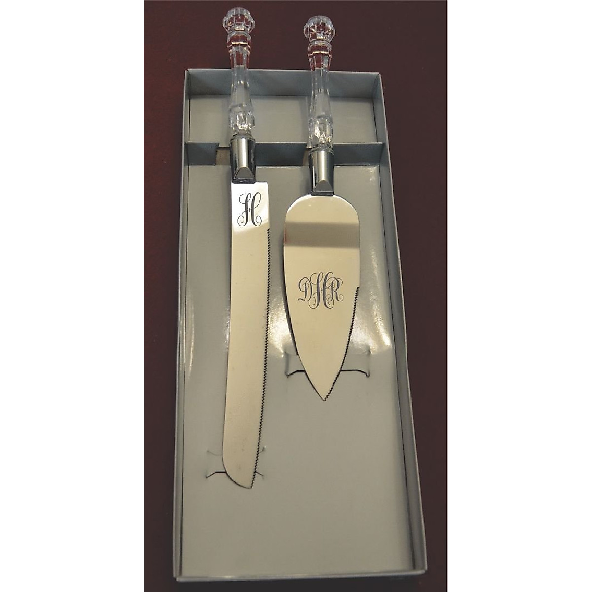 Monogram Engraved Wedding Cake Knife/Server Set with Names and Date