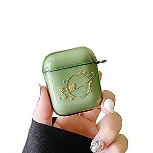 ZTOFERA Clear Case for Apple Airpods 1 & 2, Shockproof Protective Airpods Case Cover, Cute Planet Heart Pattern for Girls Boys Women, Anti-Scratch Portable Airpods Charging Case, Green