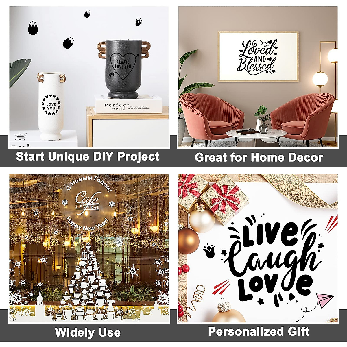 Black Permanent Vinyl - Glossy Black Adhesive Vinyl Roll for All Cutting Machine, Permanent Outdoor Vinyl 12" x11FT for Decor Sticker, Car Decal, Scrapbooking, Signs, Glossy & Waterproof