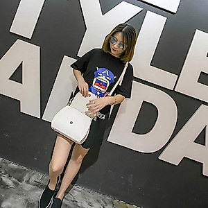 Women Girls Moon Luna Cat Purses Pu Leather Purse Cosplay Messenger Sailor Moon Bag Handbags Shoulder Bags (Type 1 White)