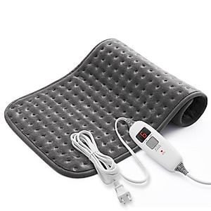 Electric Heating Pad for Back Pain Relife, Cramps, Neck and Shoulder, Moist/Dry Heat Therapy with Auto Shut Off Heating Pads, Holiday Christmas Gifts for Women Men Mom Dad (12"*24"), Gray