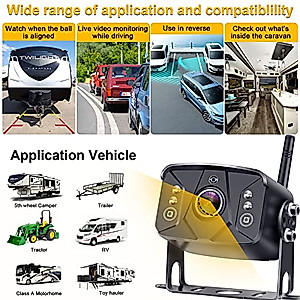 AMTIFO RV Backup Camera Wireless HD 1080P Trailer Bluetooth Rear View Cam System Touch Key 7'' DVR Monitor Split Screen 4 Channels for Truck Camper Adapter for Furrion Pre-Wired RVs A7