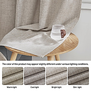 StangH 100% Blackout Curtains for Bedroom, Natural Linen Beige Curtains 84 inches Long Solid Thermal Insulated Farmhouse Drapes for Living Room Sliding Glass Door Nursery, W52xL84, 2 Panels