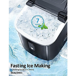 ZAFRO Nugget Ice Maker Countertop, Pebble Ice Maker Machine with Self-Cleaning, 35Lbs/24Hrs, Pellet Ice Maker with Ice Basket/Ice Scoop/Ice Bag for Home/Office/Bar/Party, Black