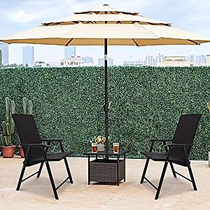 Deisy Dee Patio Dining Chair Covers, Outdoor Steel Sling Folding Chair Covers, Garden Metal Chair Covers (1, Black)