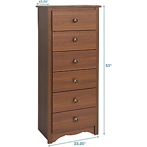 BOWERY HILL 53" Tall 6 Drawer Lingerie Chest/Storage Chest with Wood Knobs in Cherry