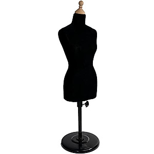 lavandeform Half Scale Dress Form (Not Full Size Body ) Female Mini for Clothing and Jewelry Display Usage Fabric Foam Body Fully Pinnable (Black)