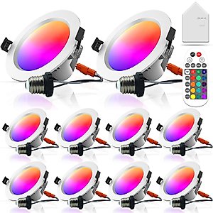 Smart Recessed Lighting 3 Inch, MagicLight 5W Color Changing Small LED Recessed Downlight, WiFi & Bluetooth Mesh, Dimmable, App Control, Compatible with Alexa Google Assistant, 10 Pack